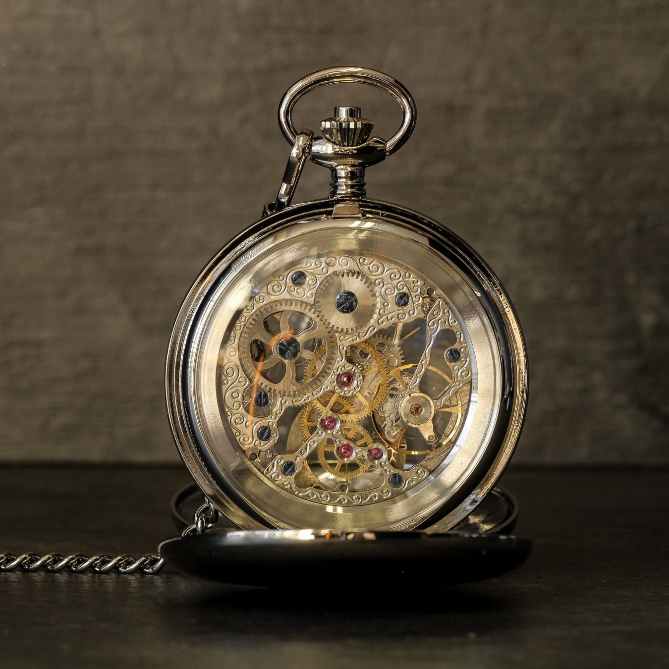 The Kensington - Chrome Mechanical Double Hunter Pocket Watch GPW128 ...