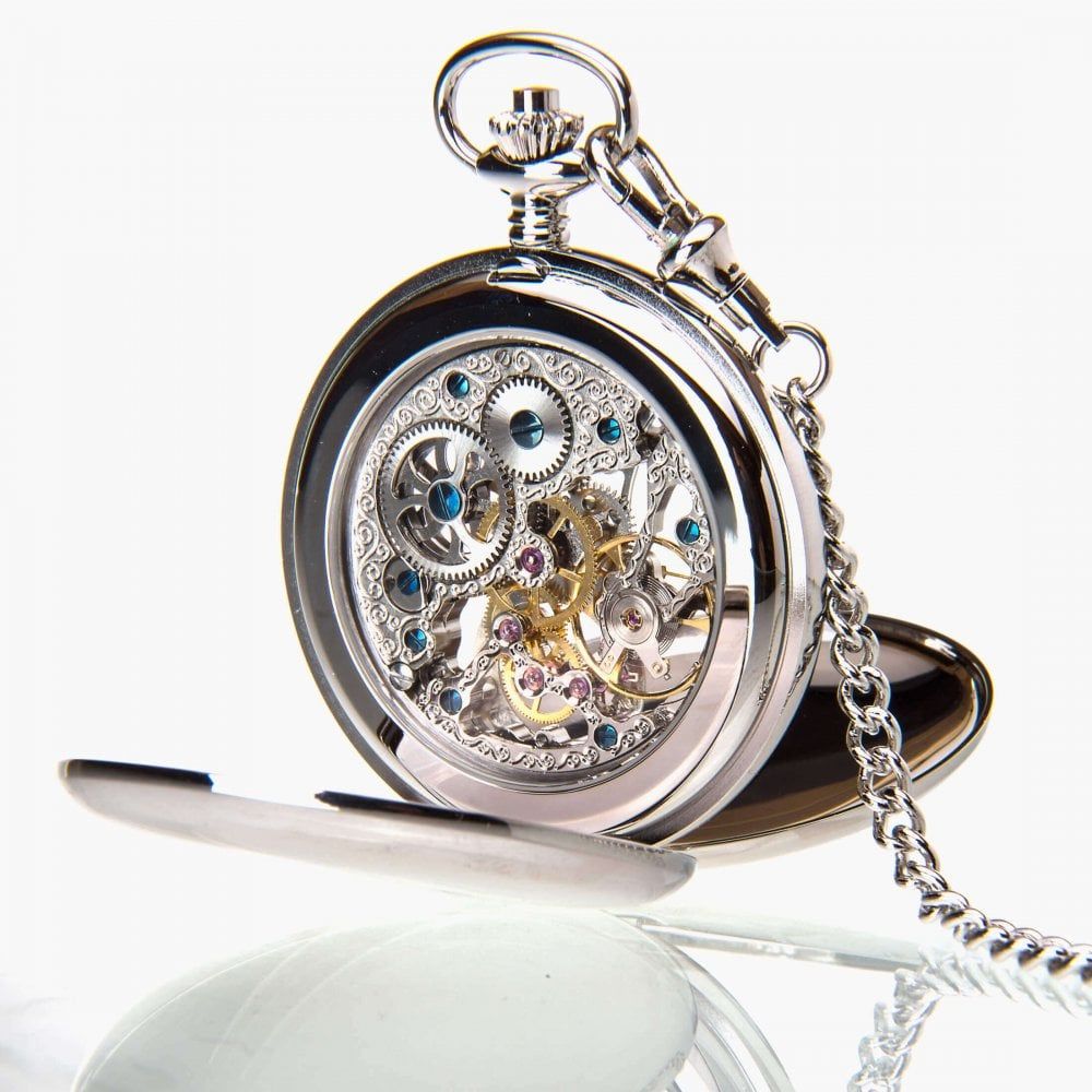 The Kensington - Chrome Mechanical Double Hunter Pocket Watch GPW128 ...