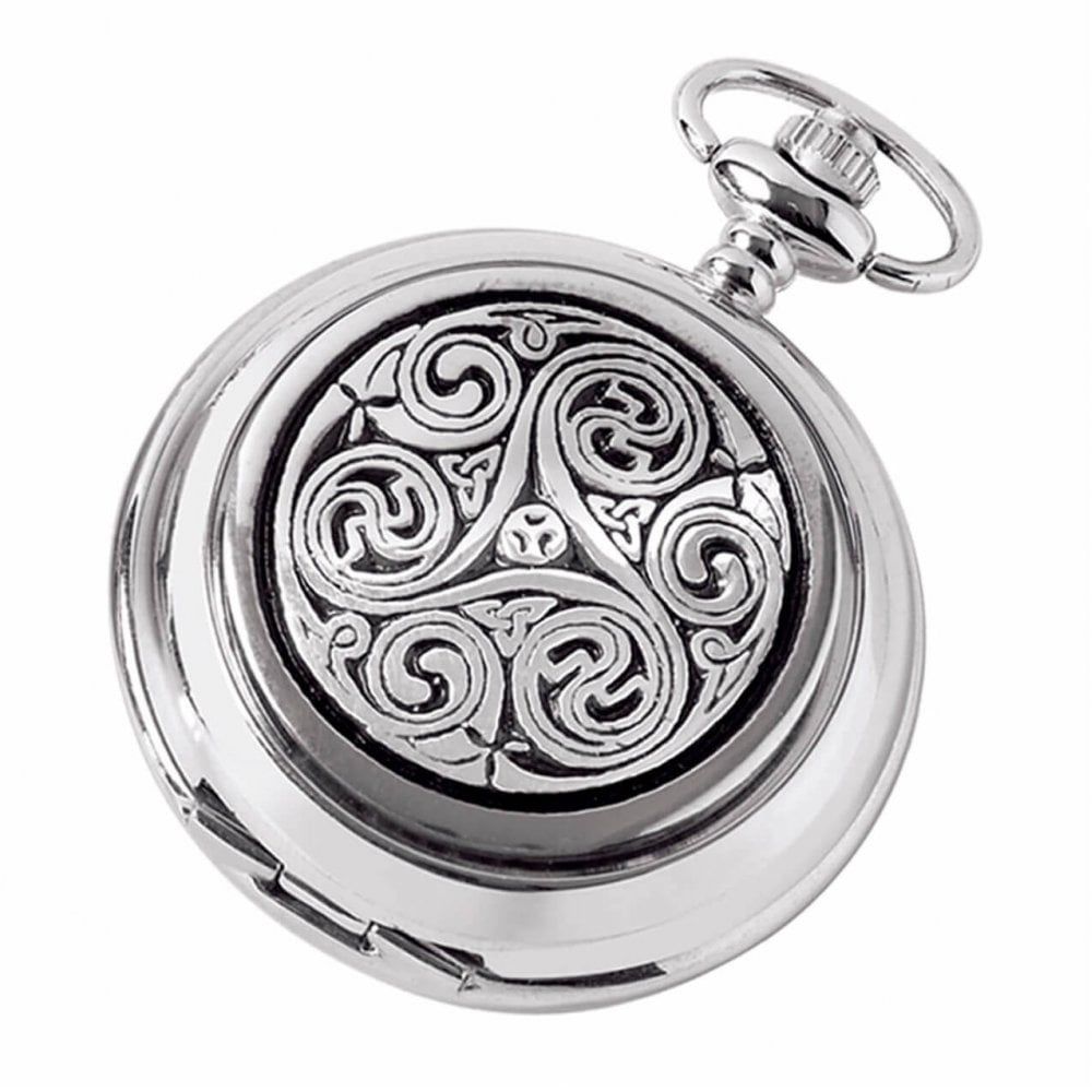 Celtic Logo Chrome/Pewter Quartz Full Hunter Pocket Watch W1872Q ...