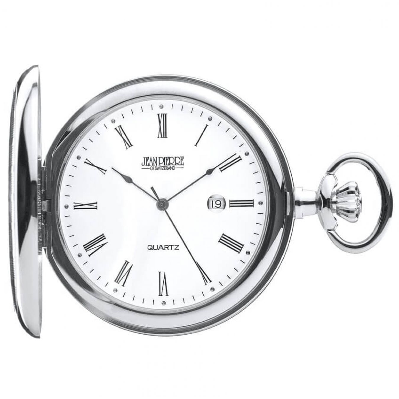 Jean Pierre Of Switzerland Full Hunter Chrome Plated Quartz Pocket ...