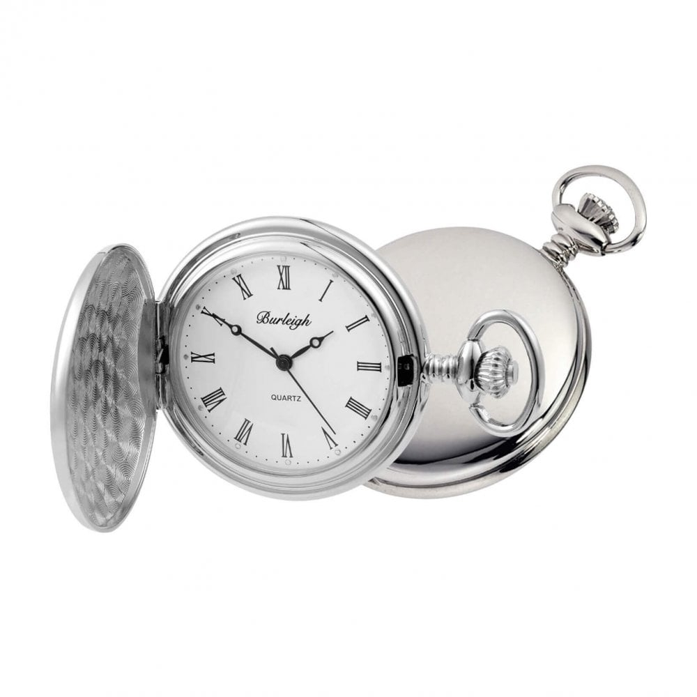 Gents Full Hunter Chrome Plated Pocket Watch W1231 | Pocketwatch Uk