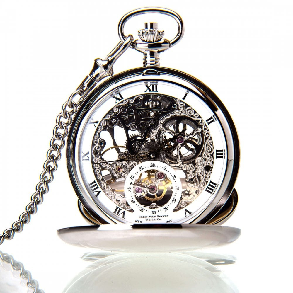 The Kensington - Chrome Mechanical Double Hunter Pocket Watch GPW128 ...