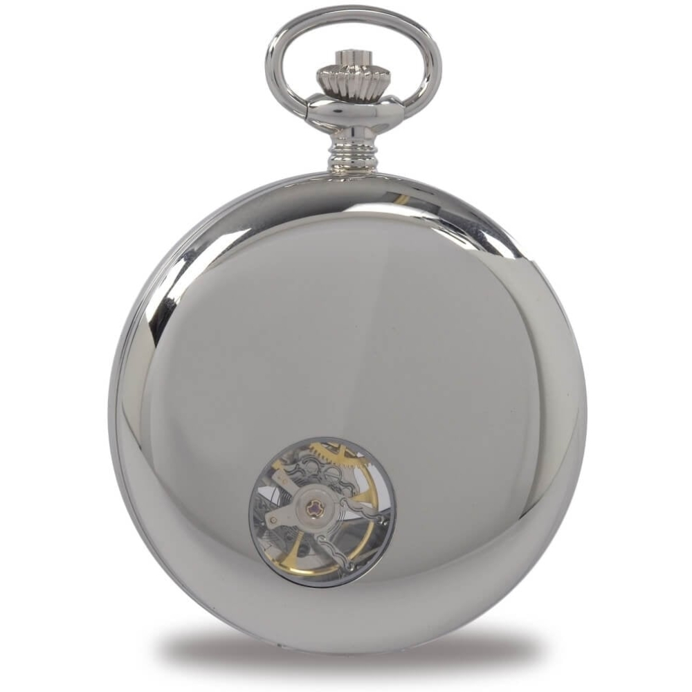 Chrome Double Half Hunter Skeleton Pocket Watch PW45 | Pocketwatch Uk