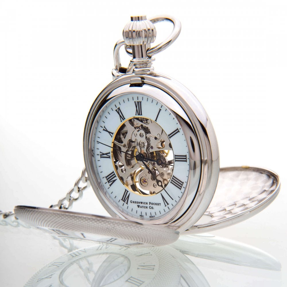 The Richmond - Chrome Mechanical Double Half Hunter Pocket Watch GPW145 ...