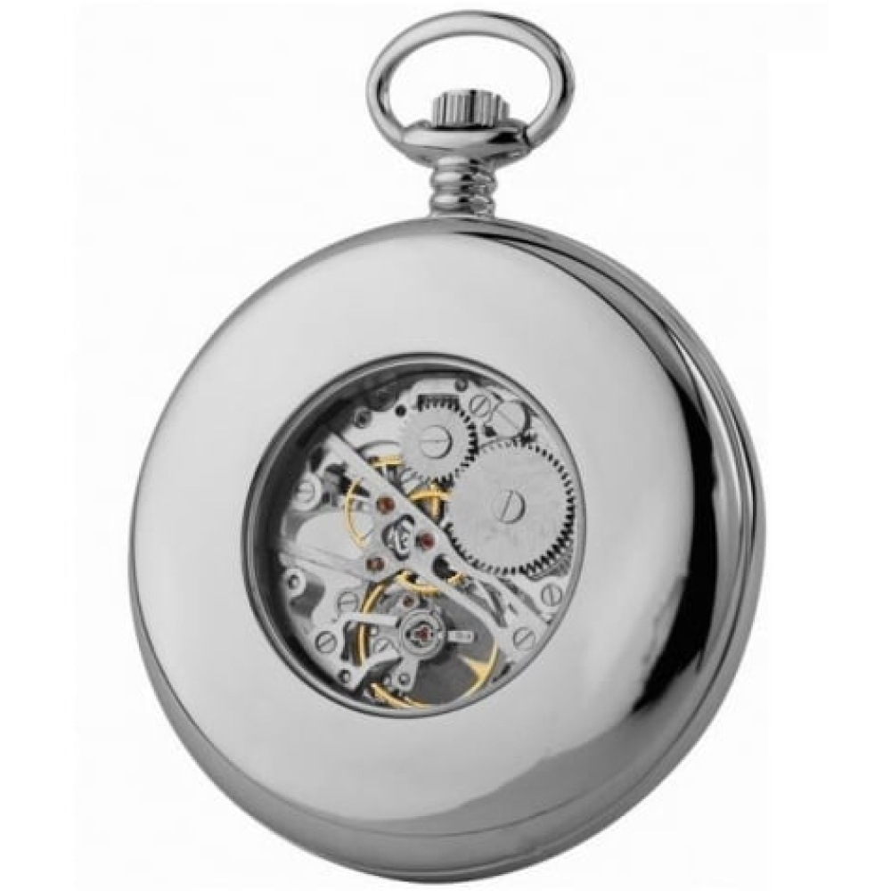 Chrome Plated Full Hunter Mechanical Pocket Watch With Engravable ...