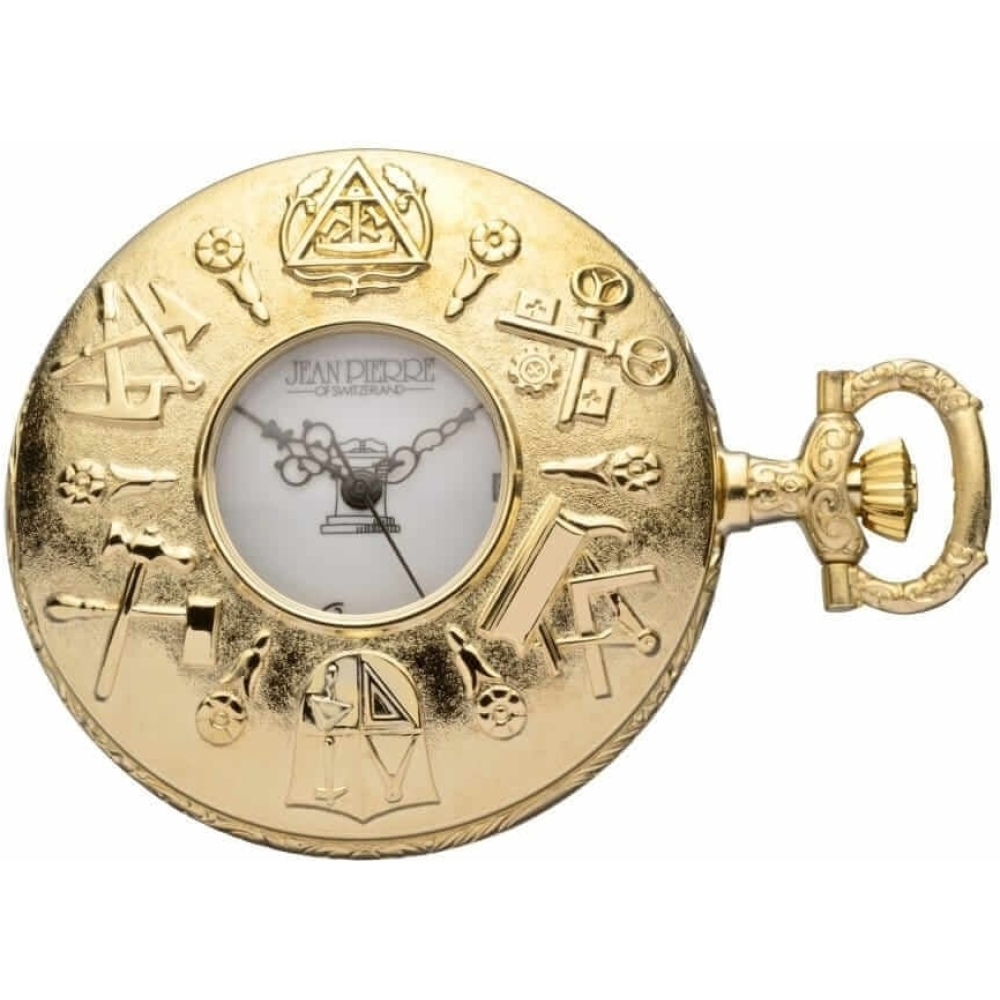 Jean Pierre Of Switzerland Gold Masonic Half Hunter Pocket Watch Quartz ...