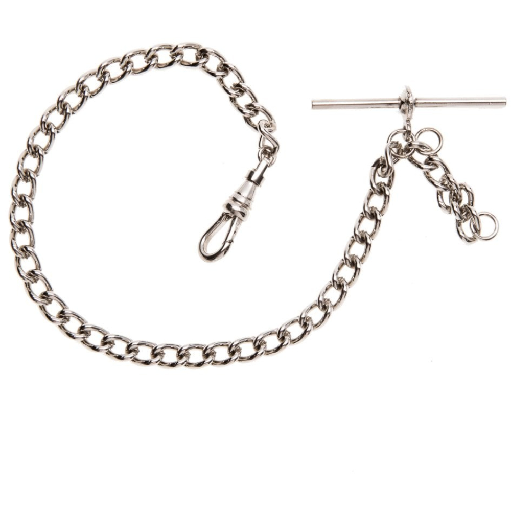Single Albert Chrome T-Bar Heavy Chain GPW017 | Pocketwatch Uk