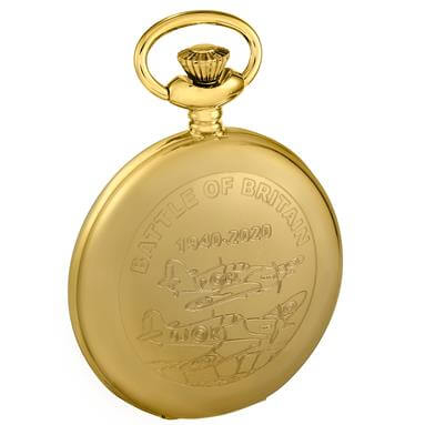 Gold Plated Battle Of Britain Double Hunter 17 Jewels Mechanical Pocket ...