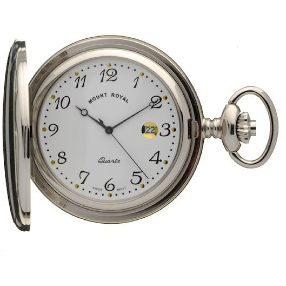 Mount Royal Full Hunter Chrome Plated Quartz Pocket Watch B24Q/AF ...