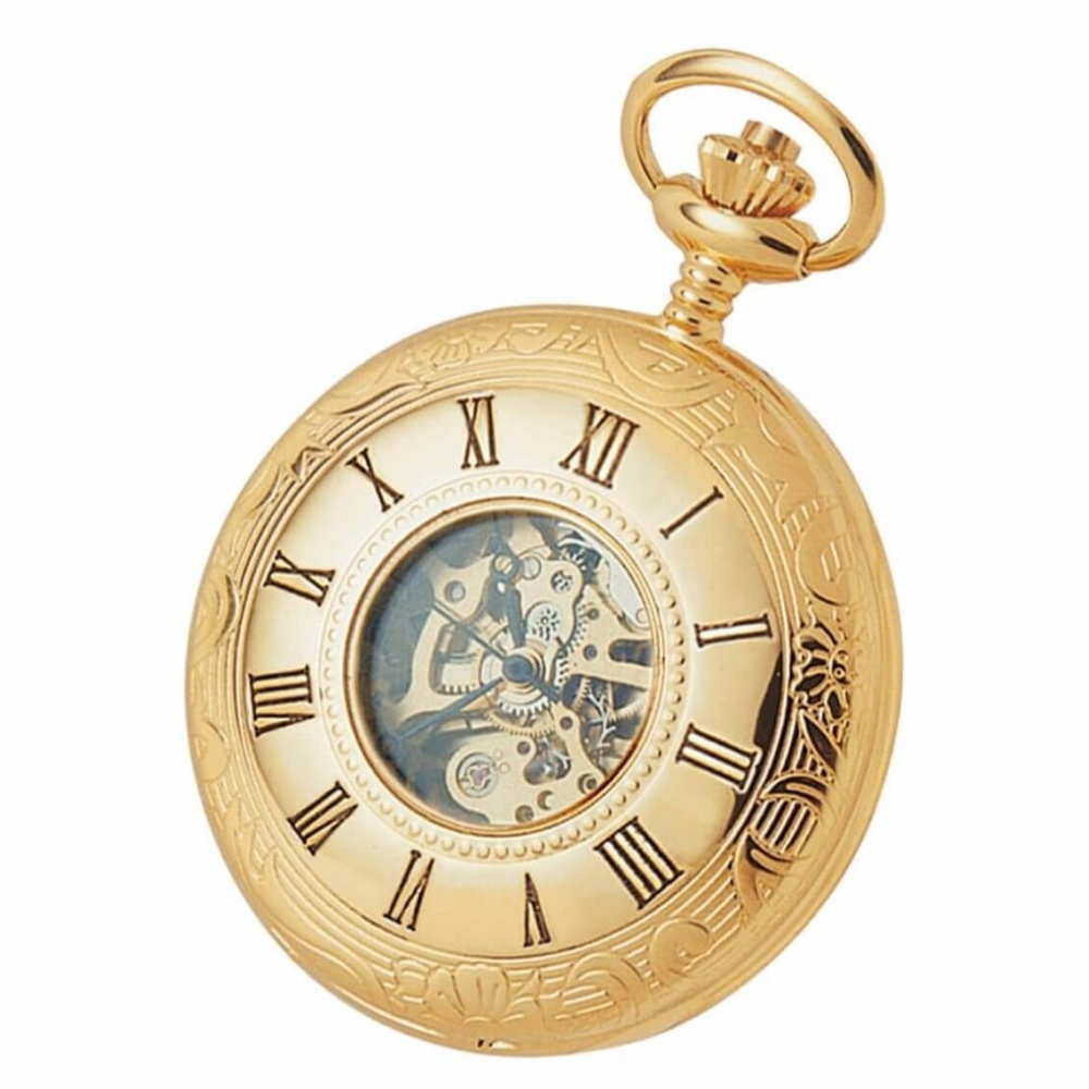 Double Half Hunter Gold Plated Pocket Watch W1077 | Pocketwatch Uk
