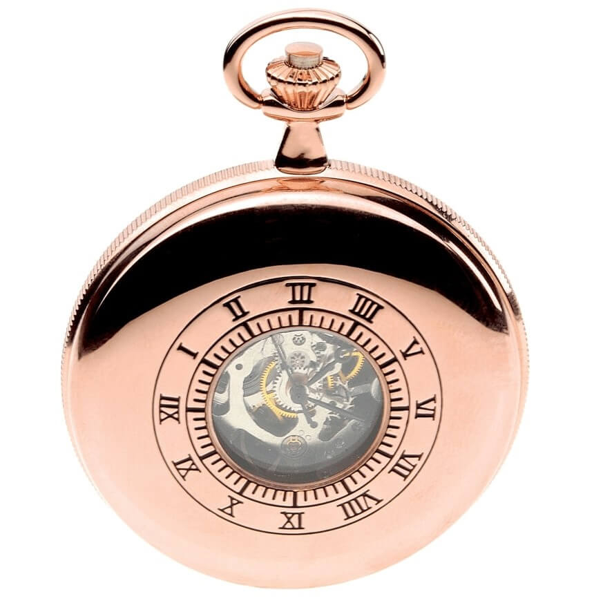 Rose Gold Plated Double Half Hunter Mechanical Pocket Watch G255RPM ...