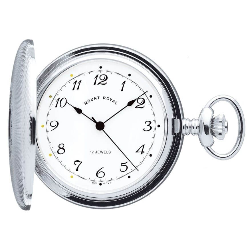 Mount Royal Chrome Half Hunter Pocket Watch with Matching Belt Bar ...