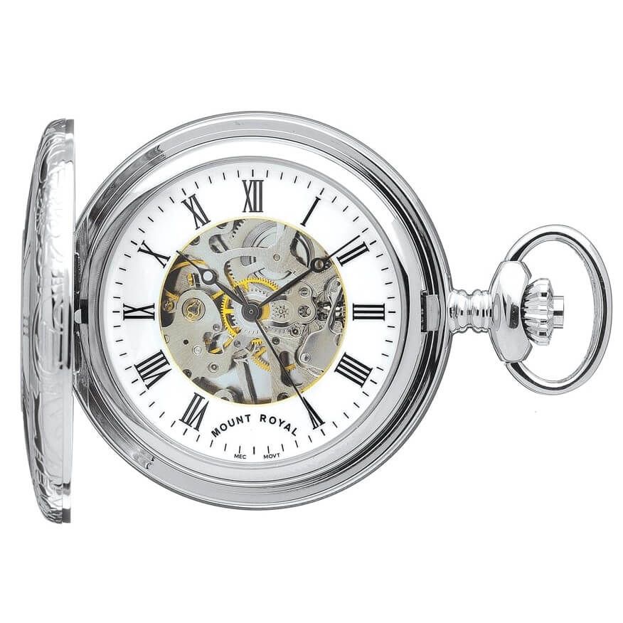Mount Royal Chrome Half Hunter Pocket Watch with Matching Belt Bar ...