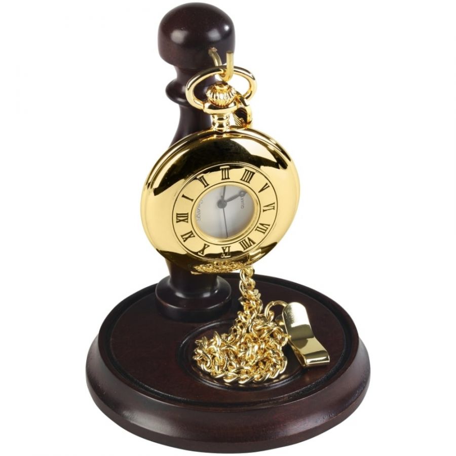 Gents Half Hunter Gold Plated Stainless Steel Pocket Watch With Chain ...