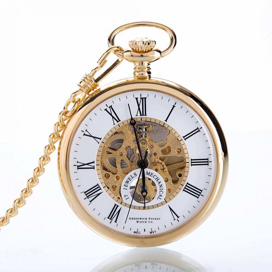 The Eltham - Gold Mechanical Open Face Pocket Watch GPW249 | Pocketwatch Uk