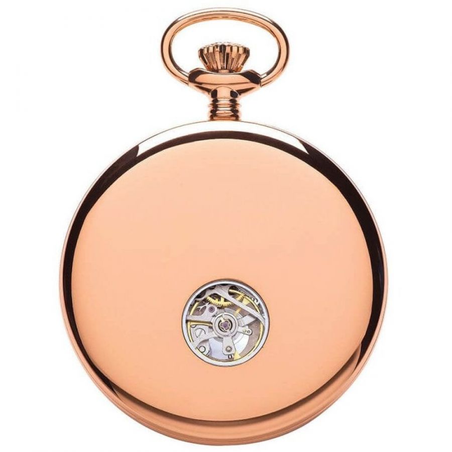 Open Face Skeleton Rose Gold Pocket Watch 90049-03 | Pocketwatch Uk