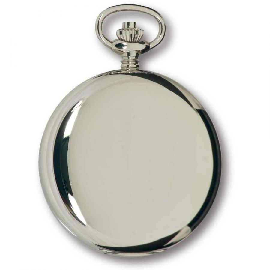 Chrome Plated Mechanical Skeleton Double Hunter Polished Pocket Watch ...