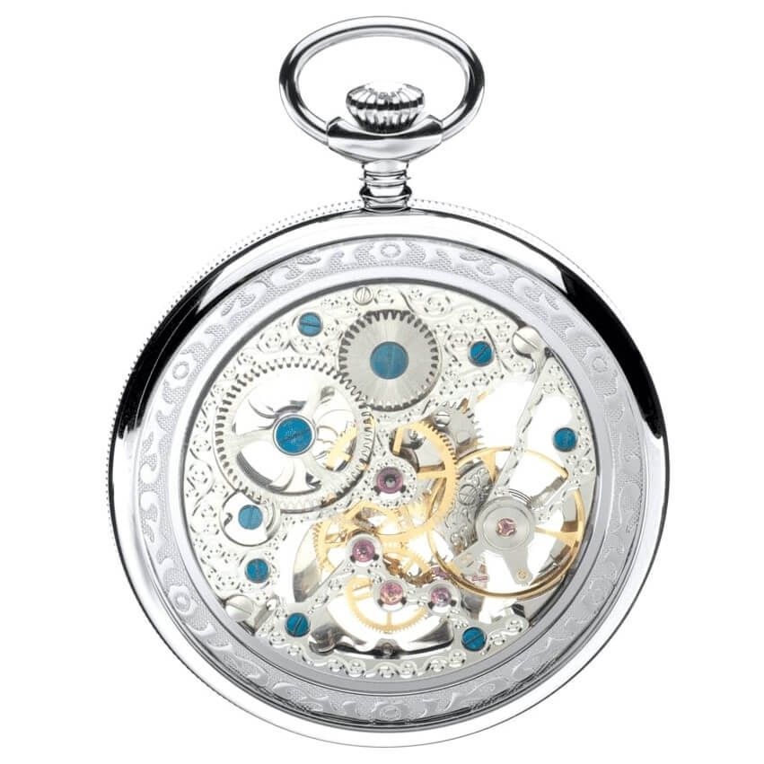 Jean Pierre Of Switzerland Chrome Plated Open Face 17 Jewel Skeleton ...
