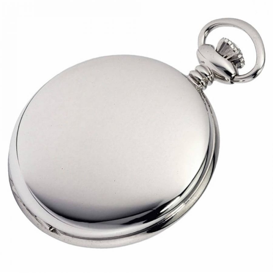 Polished Chrome Plated Full Hunter Mechanical Pocket Watch W1054 ...