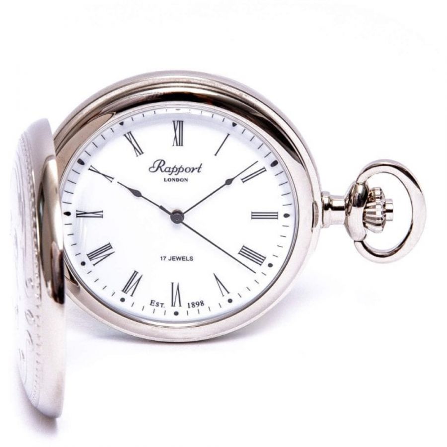 Chrome Plated Mechanical Hunter Pocket Watch with Skeleton Back PW15 ...