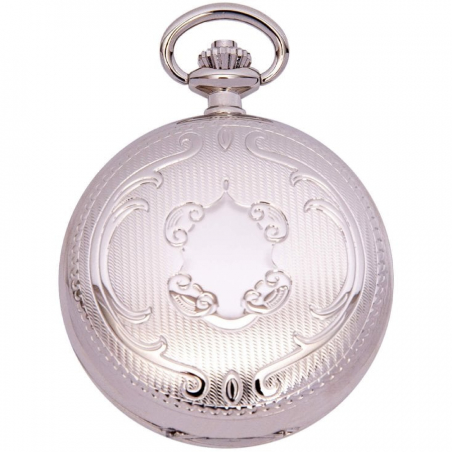 Chrome Plated Mechanical Hunter Pocket Watch with Skeleton Back PW15 ...