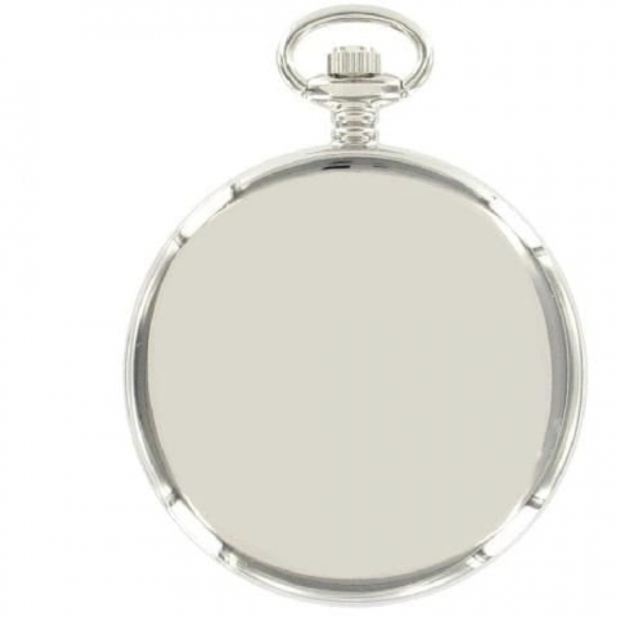 Chrome Plated 17 Jewel Mechanical Open Face Black Dial Pocket Watch ...
