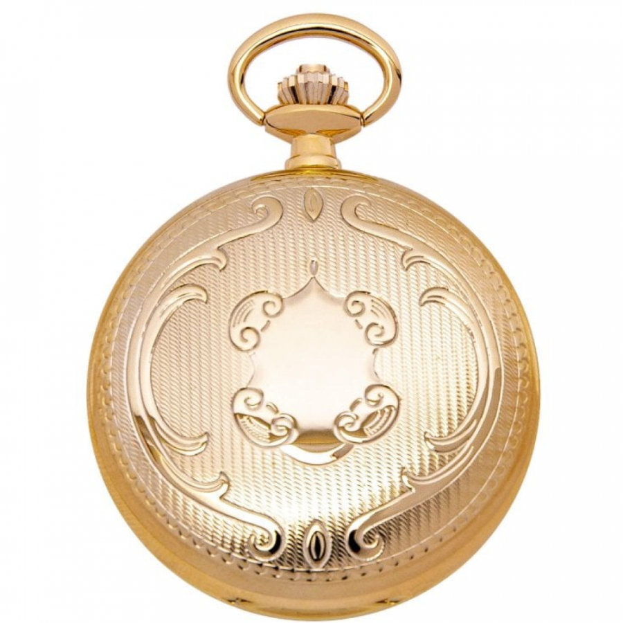 Gold Plated Mechanical Hunter Pocket Watch with Skeleton Back PW14 ...