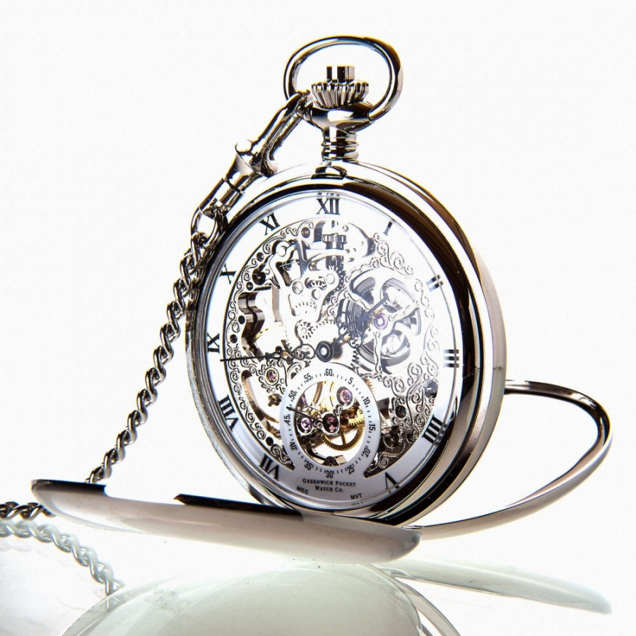 The Kensington - Chrome Mechanical Double Hunter Pocket Watch GPW128 ...
