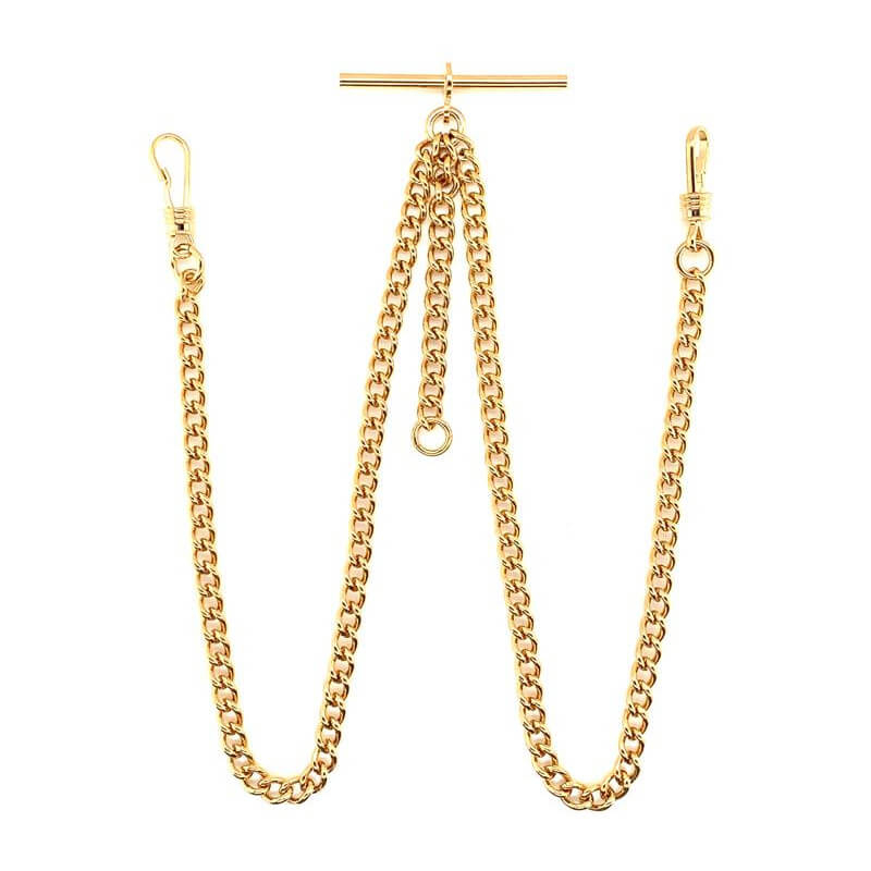 Gold Plated Double Albert Pocket Watch Chain GPW020 | Pocketwatch Uk