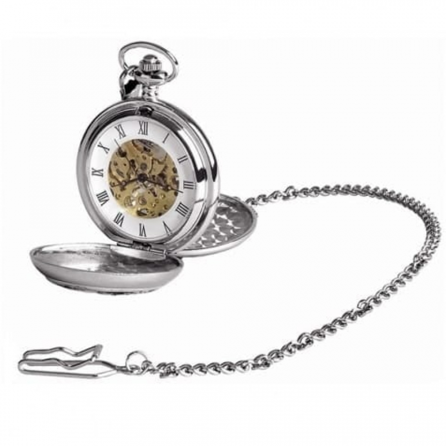 Celtic Logo Chrome/Pewter Mechanical Double Hunter Pocket Watch W1873S ...