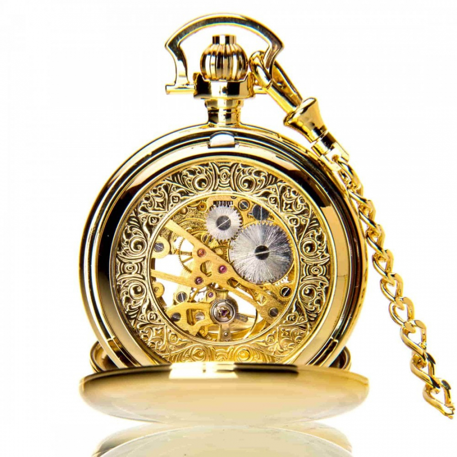 Gold Plated Mechanical Double Half Hunter Pocket Watch GPW230 ...