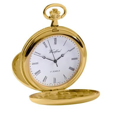 Gold Plated Battle Of Britain Double Hunter 17 Jewels Mechanical Pocket ...