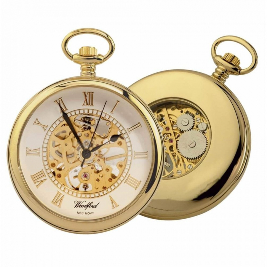 Gold Plated 17 Jewel Spring Wound Mechanical Open Face Pocket Watch ...