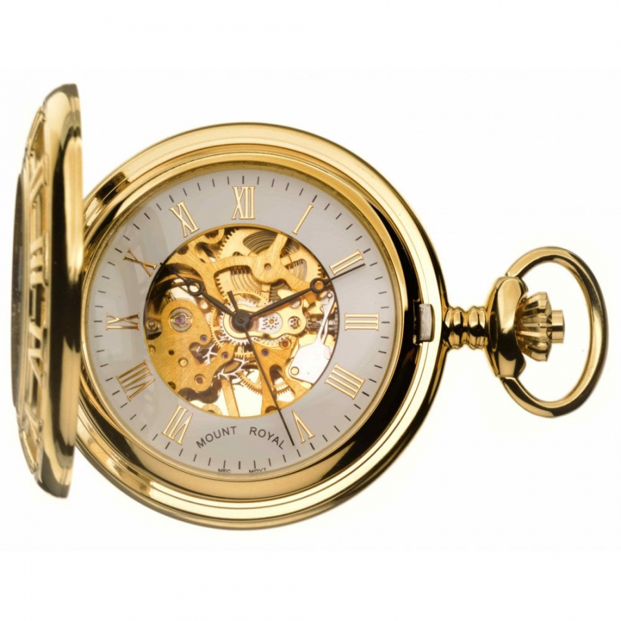Mount Royal Half Hunter Gold Plated Pocket Watch B36 | Pocketwatch Uk