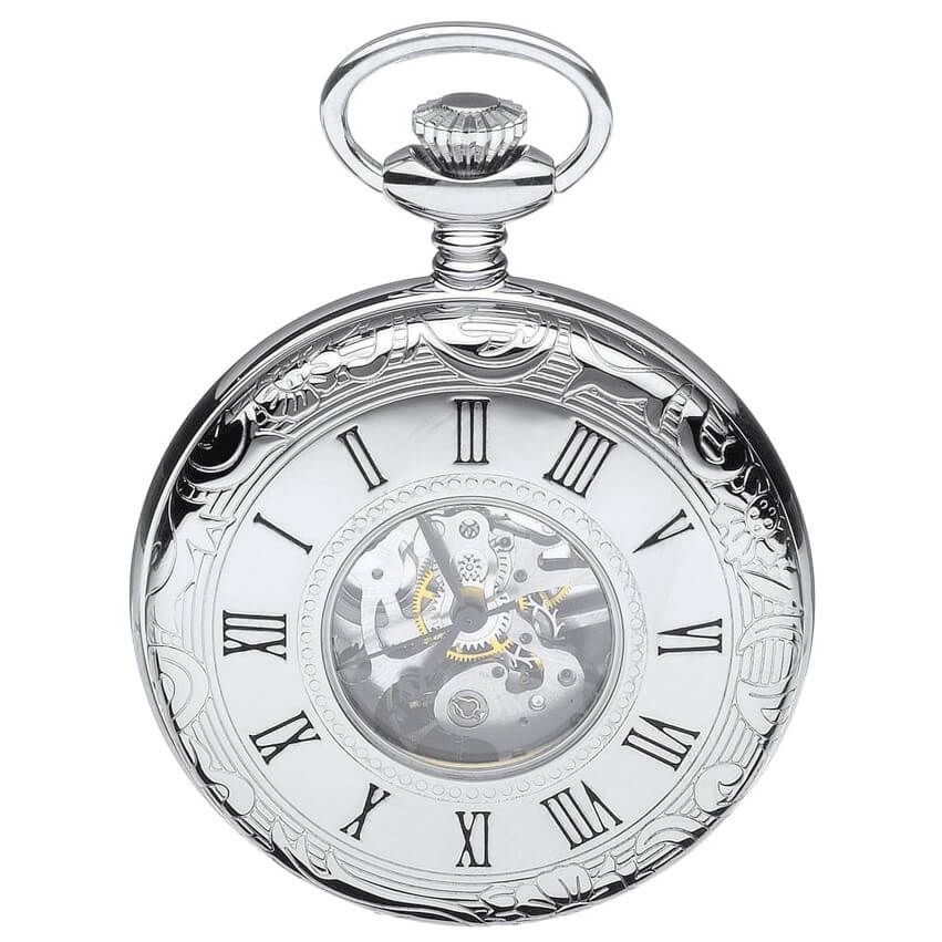 Mount Royal Chrome Half Hunter Pocket Watch with Matching Belt Bar ...