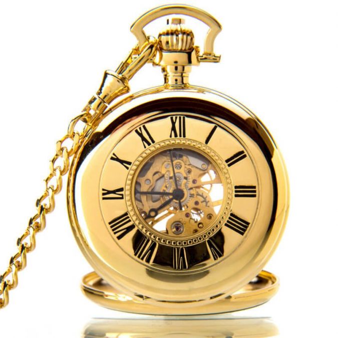 Gold Plated Mechanical Double Half Hunter Pocket Watch GPW230 ...